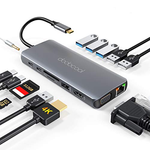 dodocool USB C Hub, Dual Display 14-Ports Aluminium USB C Dock mit 4K ...